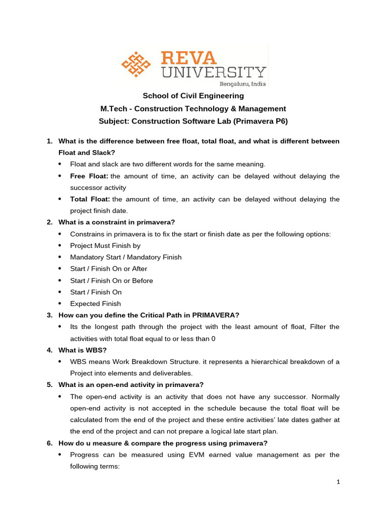 Primavera Lab Notes | PDF | Business