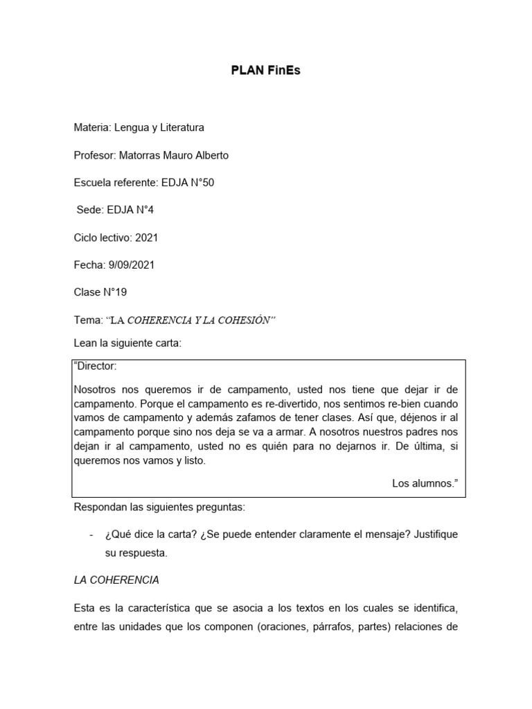 Edited - Plan FinEs Clase N°19 | PDF | Palabra | Semántica