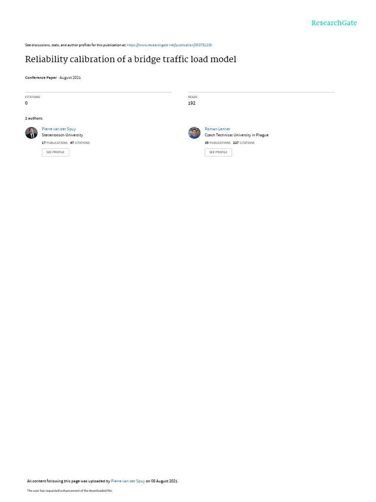Van Der Spuy 2021 Reliability Calibration of A Bridge Traffic Load ...