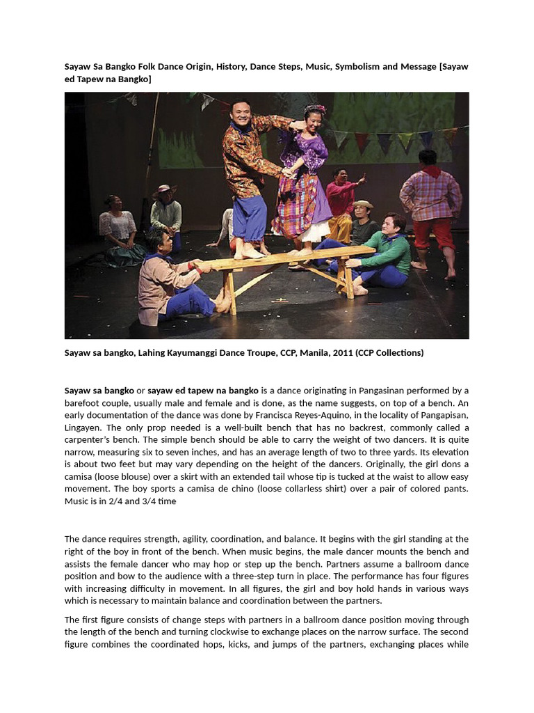 Sayaw sa Bangko: History and Steps | PDF | Dances | Performing Arts