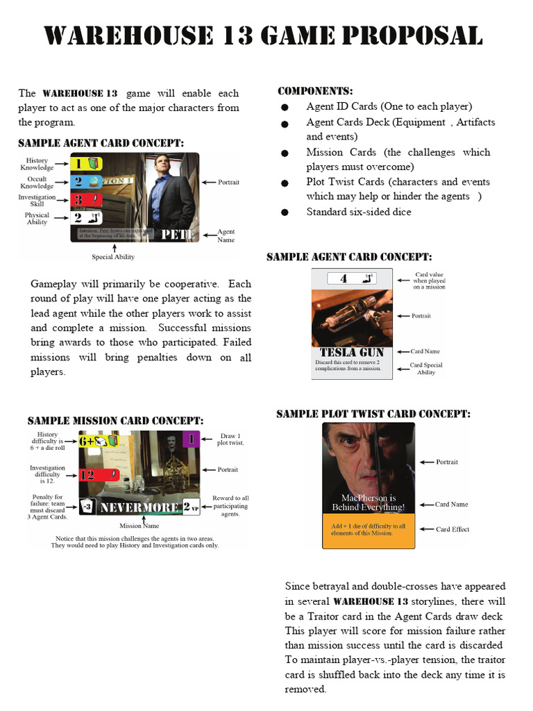 Warehouse 13 Game Proposal | PDF