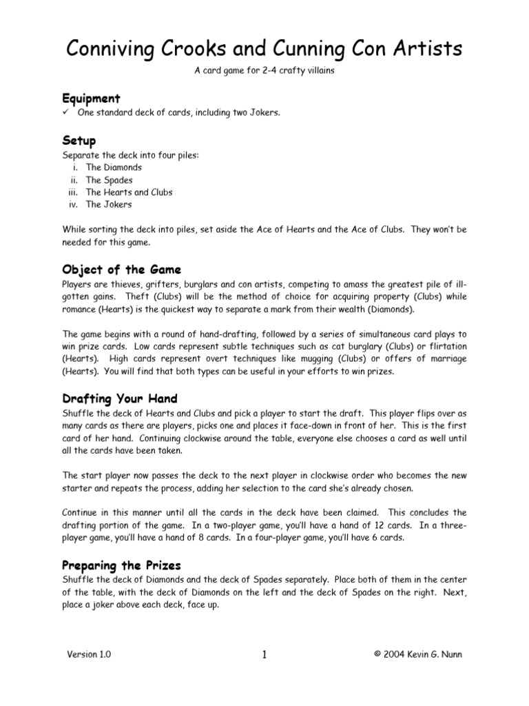 Cunning Card Game for Crafty Villains | PDF | Playing Cards | Consumer ...