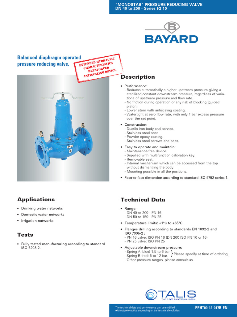 DSA 2011 03515 - Balanced Diaphragm Operated Pressure Reducing Valve ...