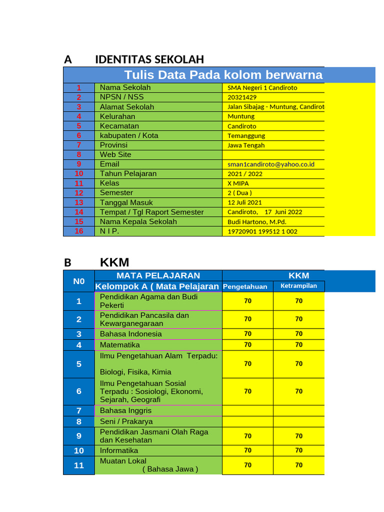 Contoh Raport P5 Smanca | PDF