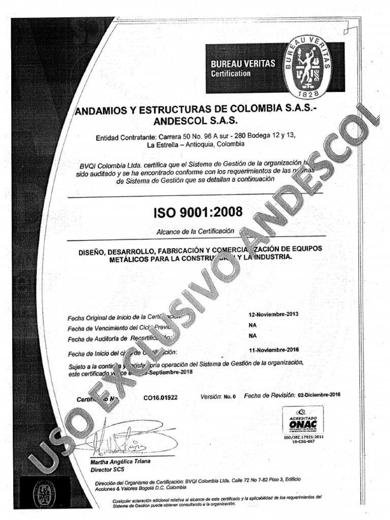 Certificacion de Andamios | PDF