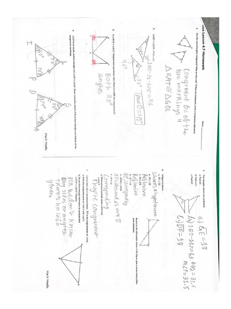 Geo Lesson 4.7 Homework | PDF