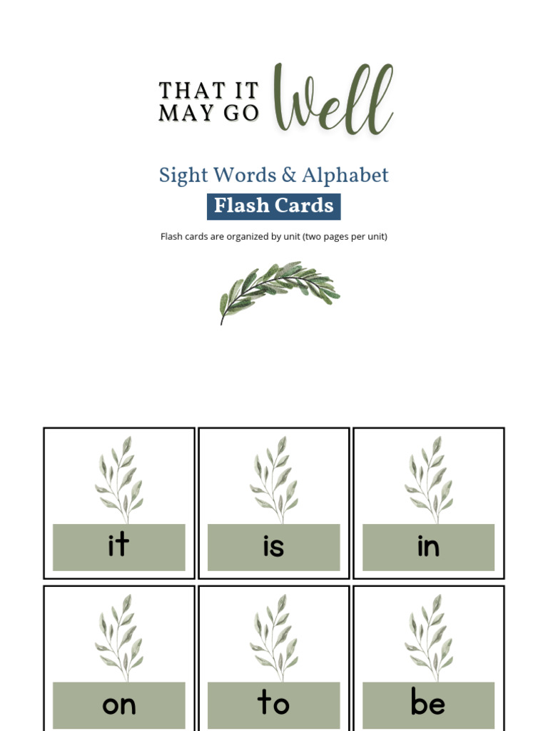 Sight Words & Alphabet Flash Cards | PDF