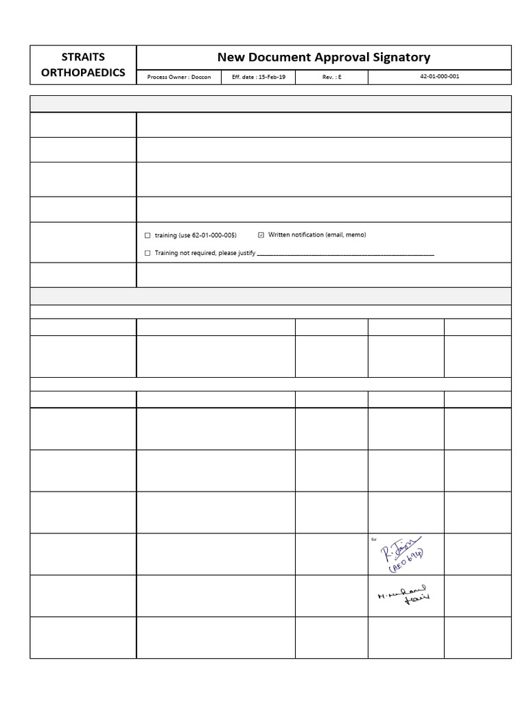 New Document Approval Signatory - 01-MF04-SC1 Approved-Haris Approved | PDF