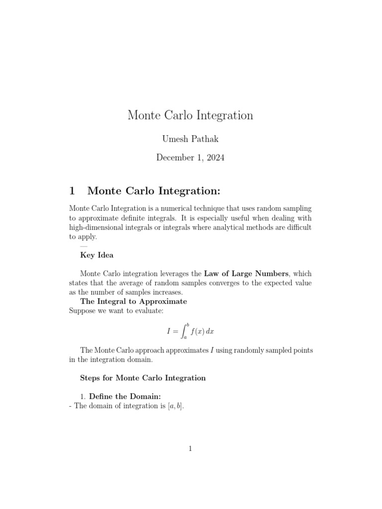Monte_Carlo_Integration | PDF | Integral | Monte Carlo Method