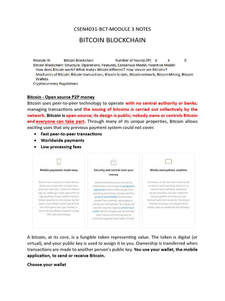ODD 24-CSE3N4031-BCT-Module 3 Notes-Latest | PDF | Bitcoin | Cryptocurrency