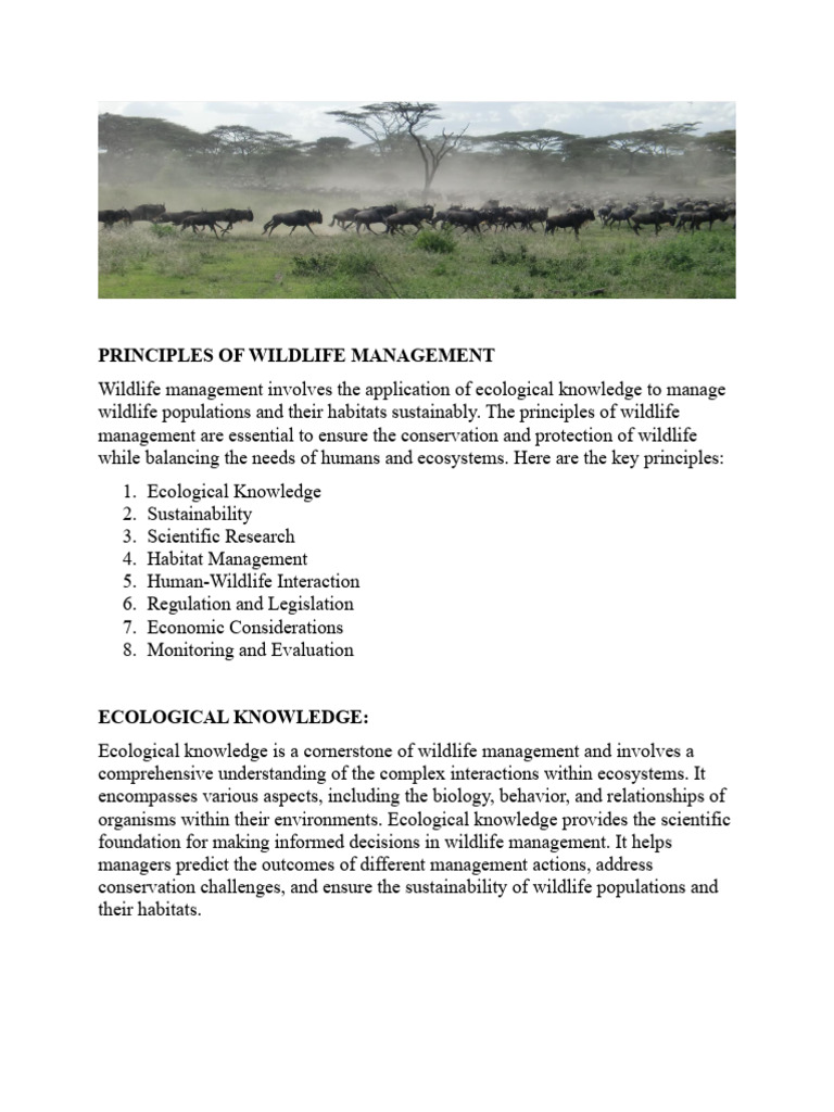 Principles of Wildlife Management | PDF | Ecology | Conservation Biology