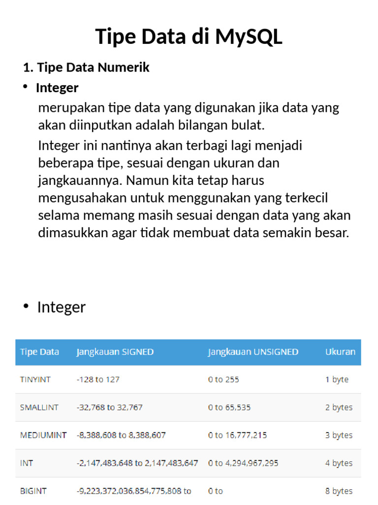 Tipe Data Di MySQL | PDF