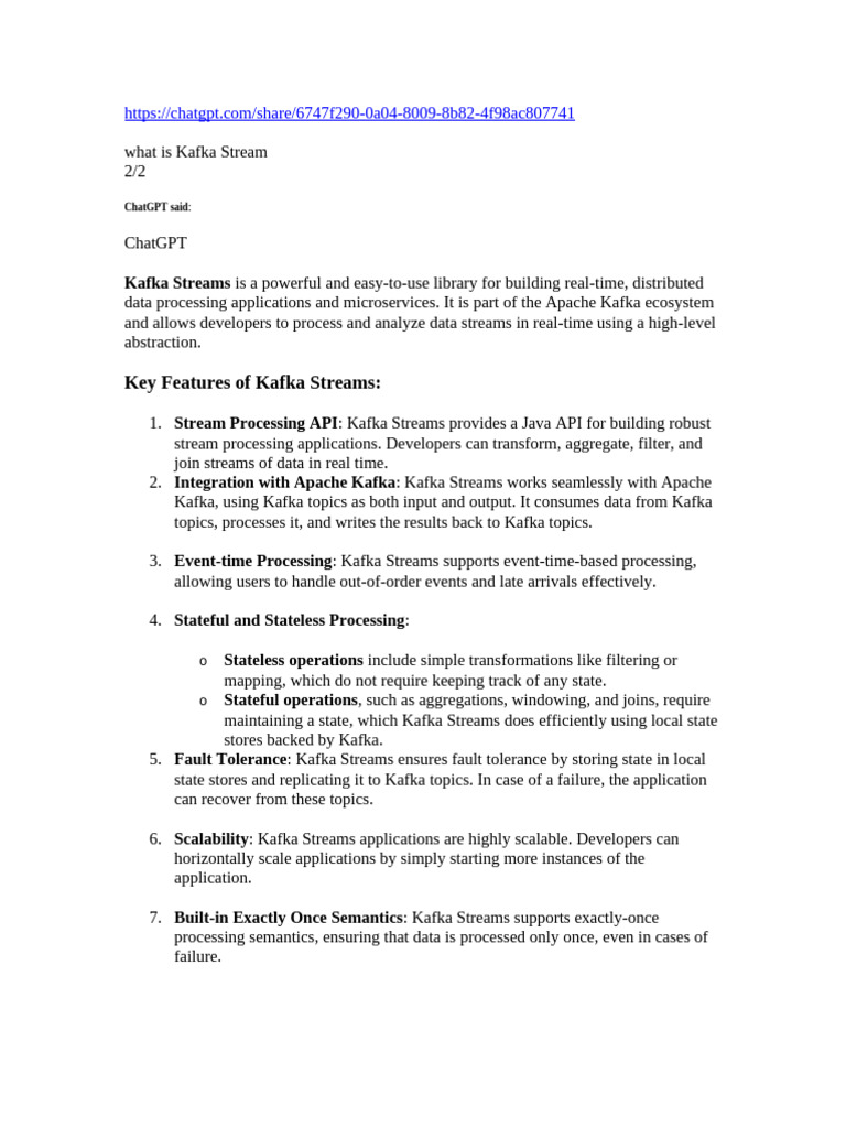 Kafka stream | PDF | Computing | Software Engineering