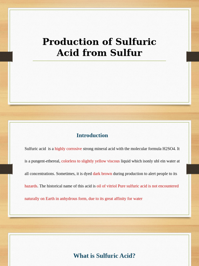Production of Sulfuric Acid From Sulfur | PDF