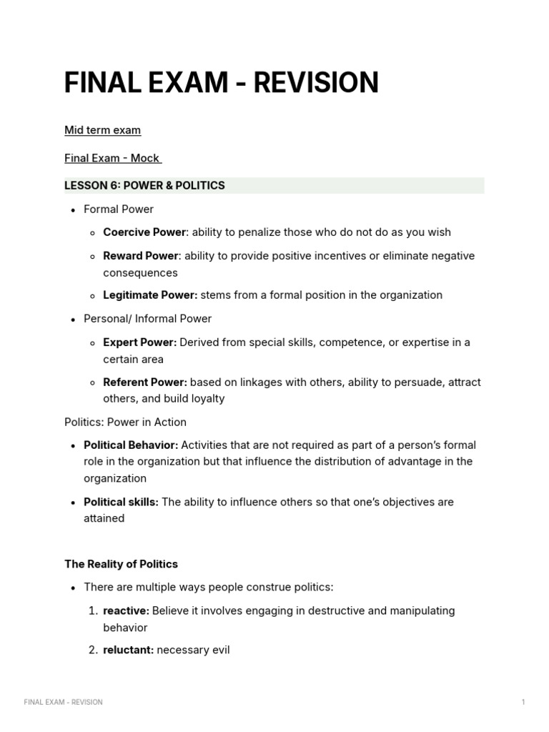 OB - Final Revision | PDF | Leadership | Negotiation