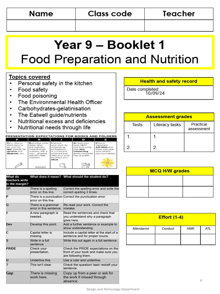 Ryan Myers-King - YEAR 9 PUPIL FOOD BOOKLET 1-GLOSSOPDALE | PDF ...