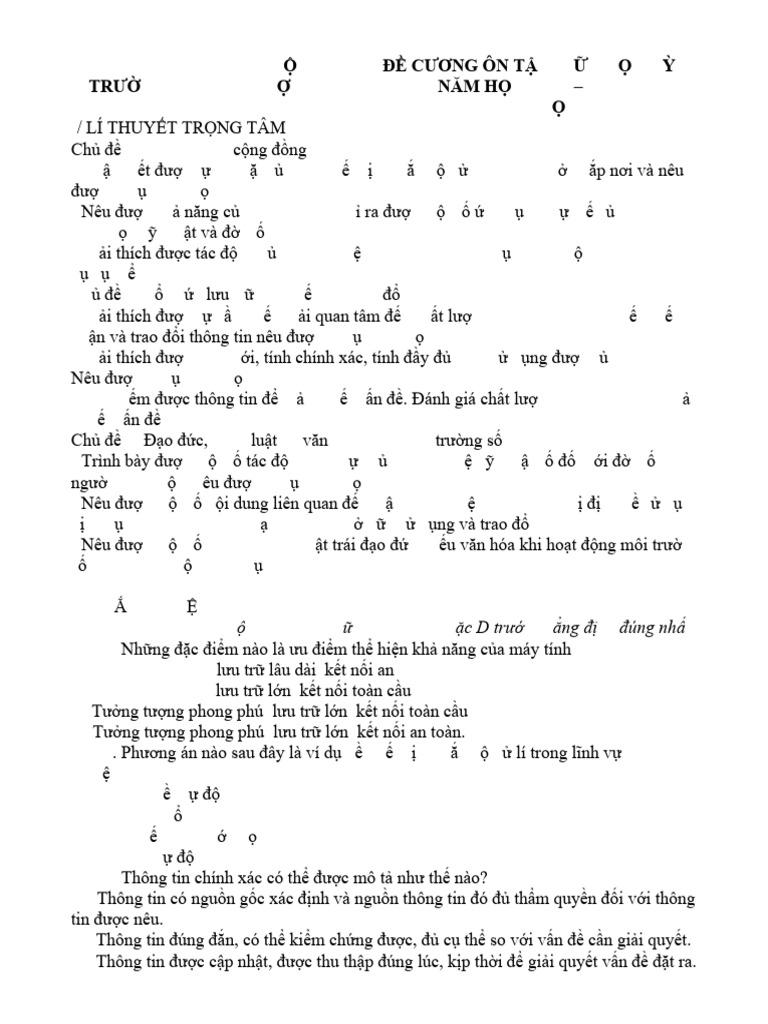 De Cuong Tin Hoc 9 - Gk1 TL | PDF