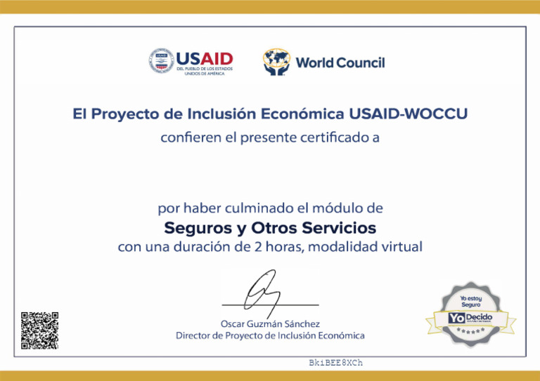 Certificado Del Modulo Seguros y Otros Servicios | PDF