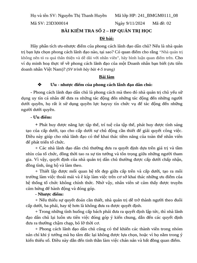 Đề KT 2 LMS QTH-kỳ 1 24-25 | PDF