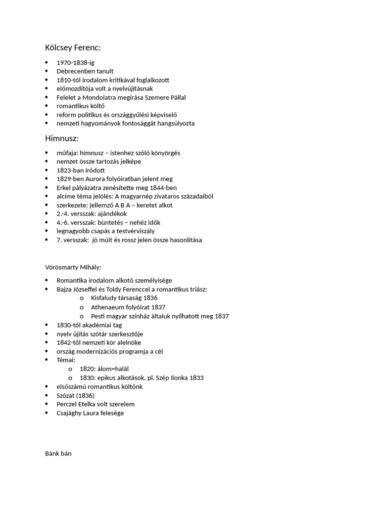Kolcsey Vörösmarty | PDF
