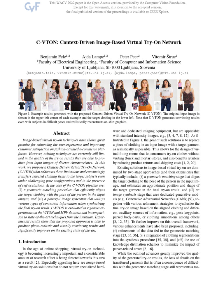 Fele C-VTON Context-Driven Image-Based Virtual Try-On Network WACV 2022 Paper | PDF | Image ...