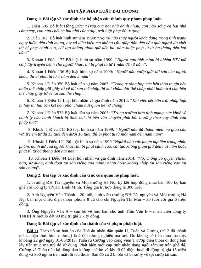 Các D NG BT Cho SV-PLDC | PDF