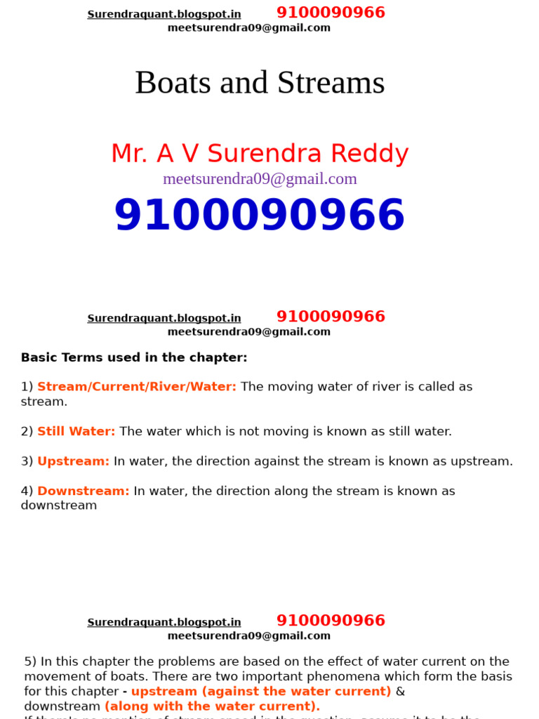 Boats and Streams | PDF | Speed | River