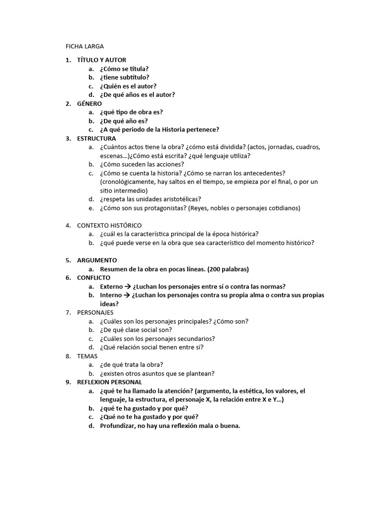 Fichas de Lectura - Preguntas Clave | PDF