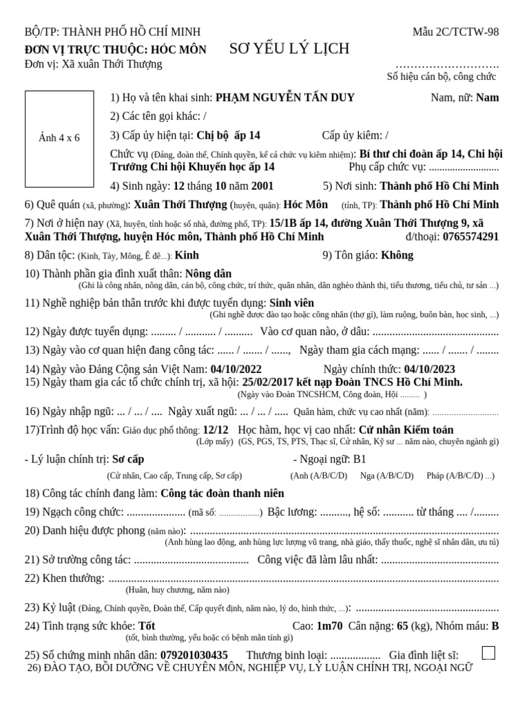 Mau - Ly - Lich - 2C-TCTW-98. Quy Ho CH | PDF