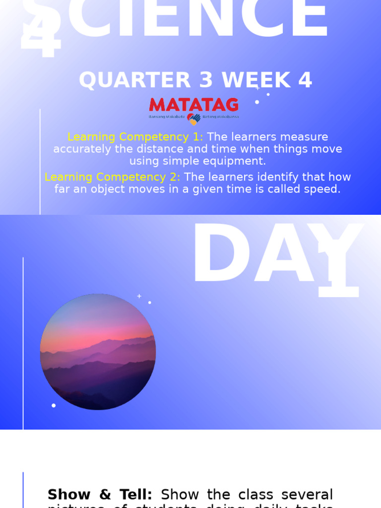 Science G4 Q3 W4 | PDF | Speed | Distance