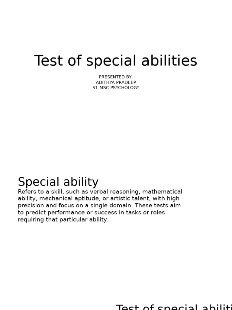 Test of Special Abilities | PDF | Perception | Psychology