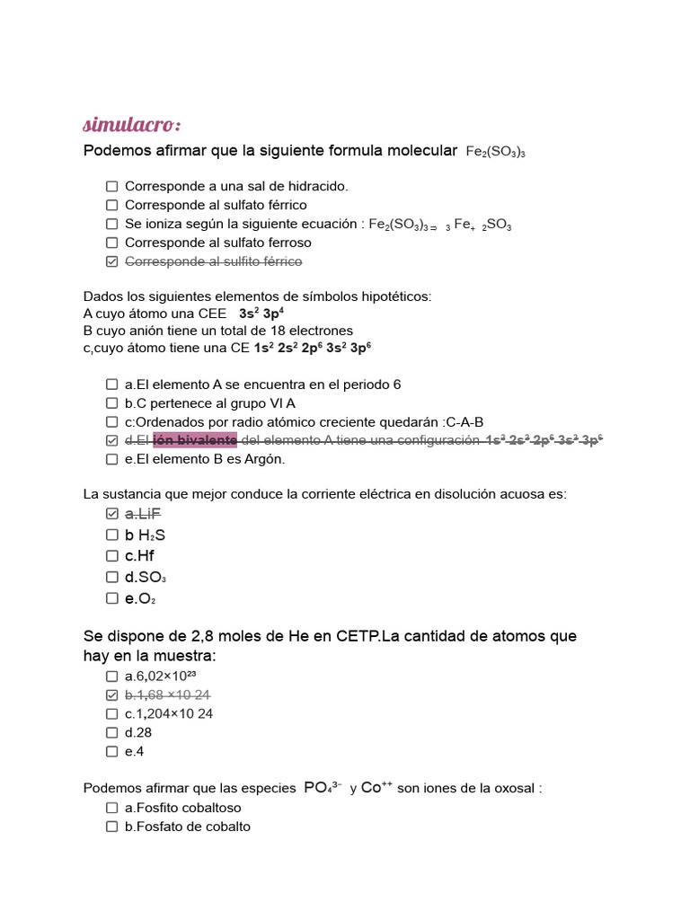 doc de quimica parciales y finales (1) | PDF | Redox | Concentración