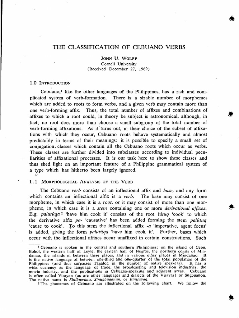 07 - The Classification of Cebuano Verbs | PDF | Linguistics | Morphology