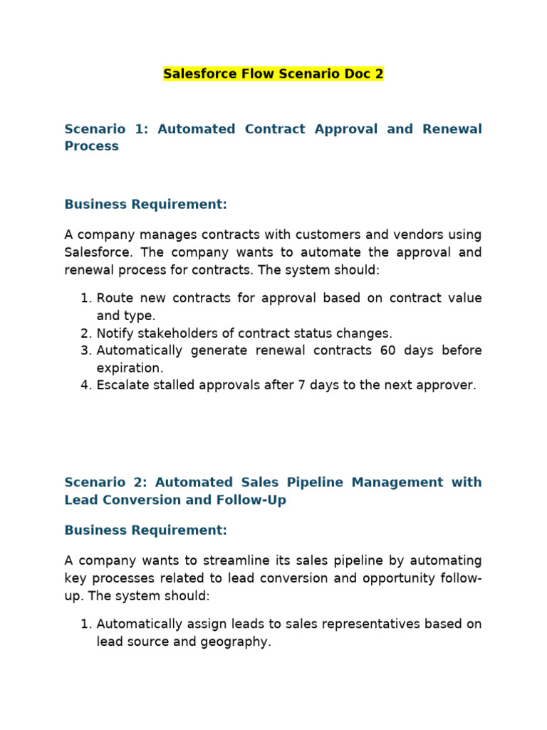 Salesforce Flow Scenario Doc 2 | PDF