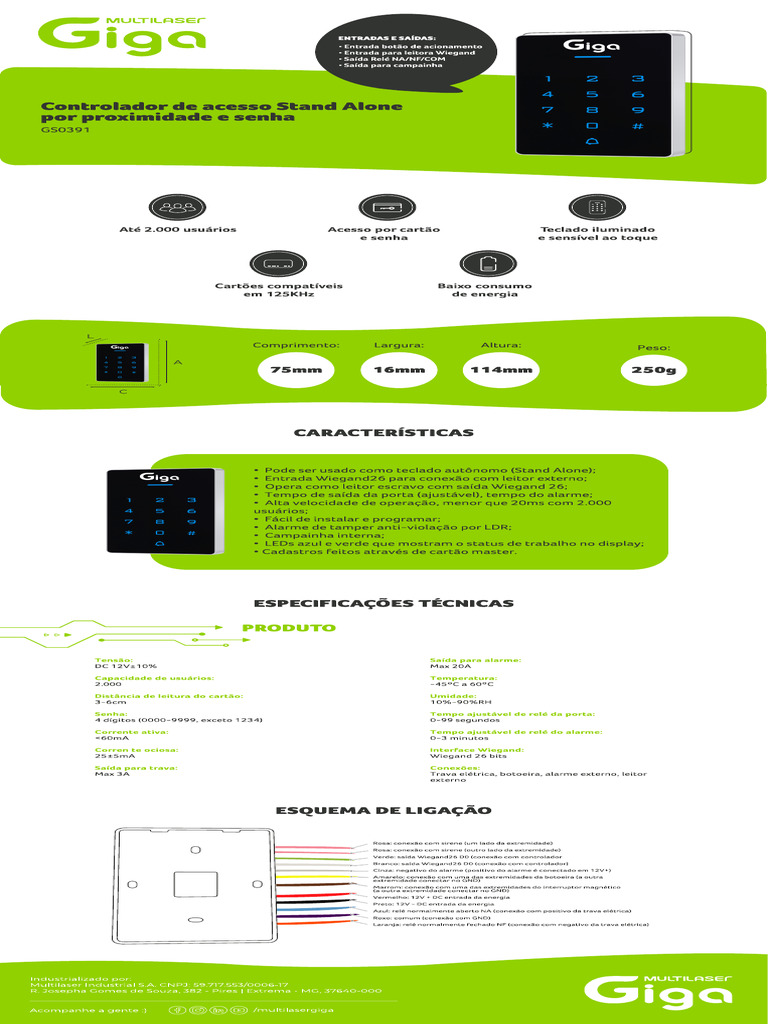 GS0391 Datasheet Giga Multilaser CV | PDF
