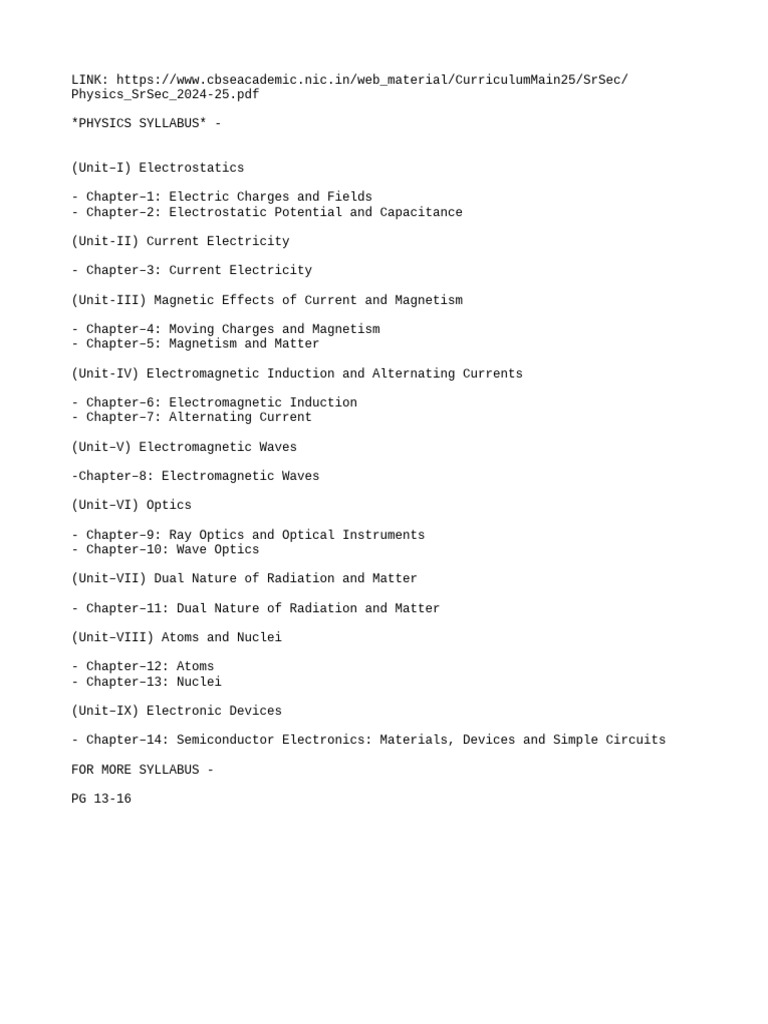 Physics Syllabus | PDF
