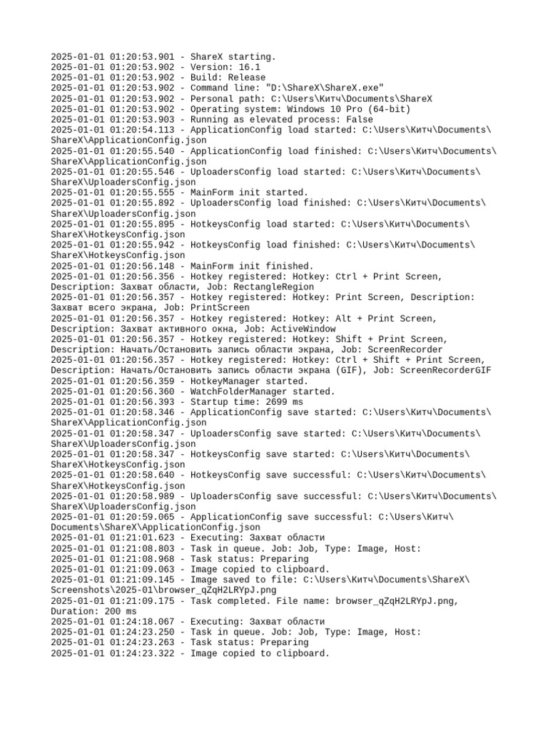 ShareX-Log-2025-01 | PDF | Keyboard Shortcut | Human–Computer Interaction