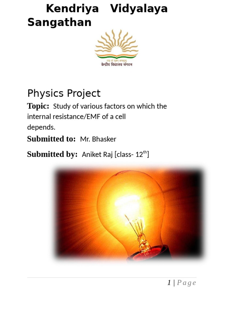 Satya Prakash Public School Physics Proj | PDF | Electrical Resistance And Conductance ...