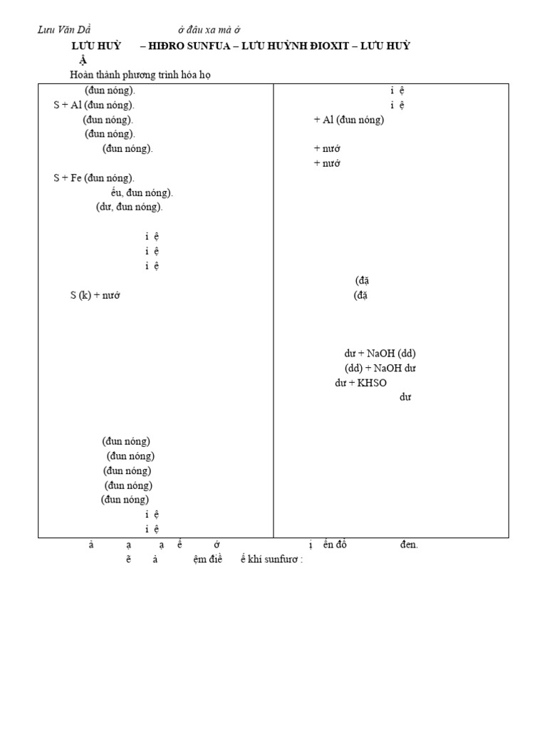 16.1. BT Lưu Hu NH Hiđro Sunfua Lưu Hu NH Đioxit Lưu Hu NH Trioxit | PDF
