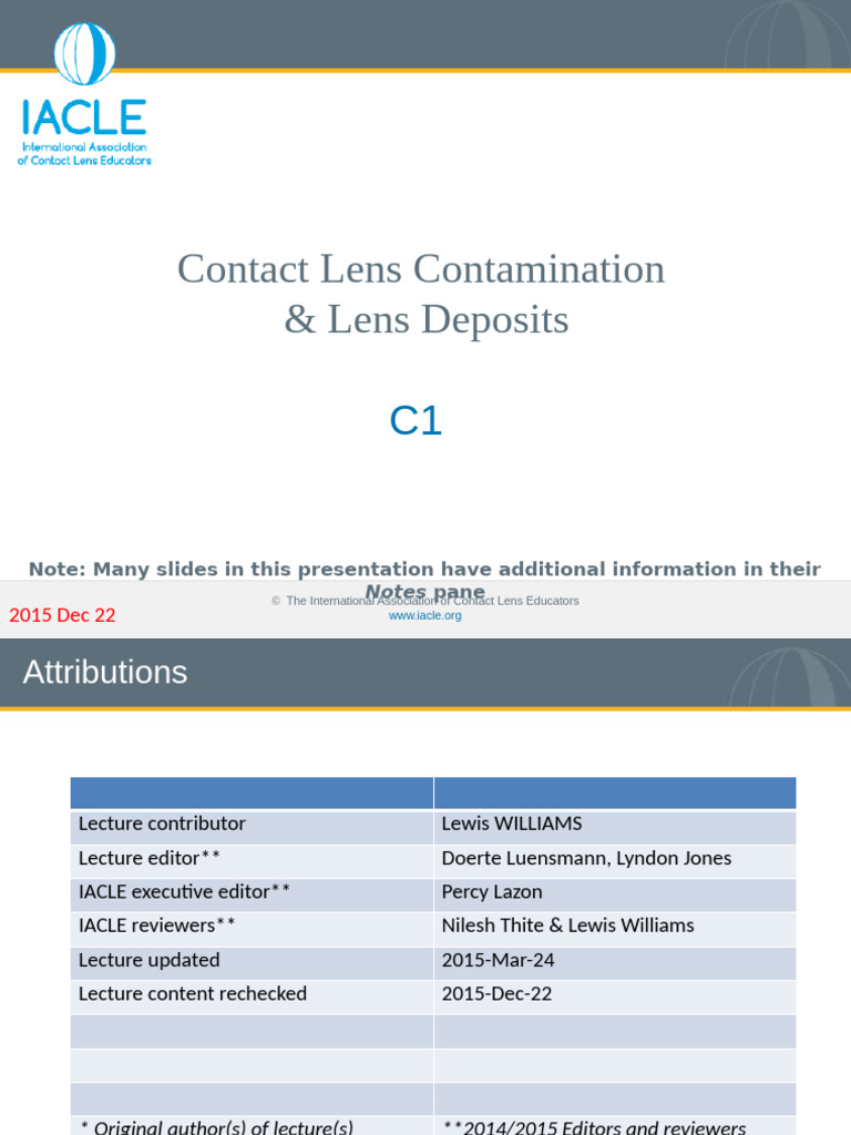 C1 Contact Lens Contamination & Lens Deposits - Last Updated 22.12.15 ...