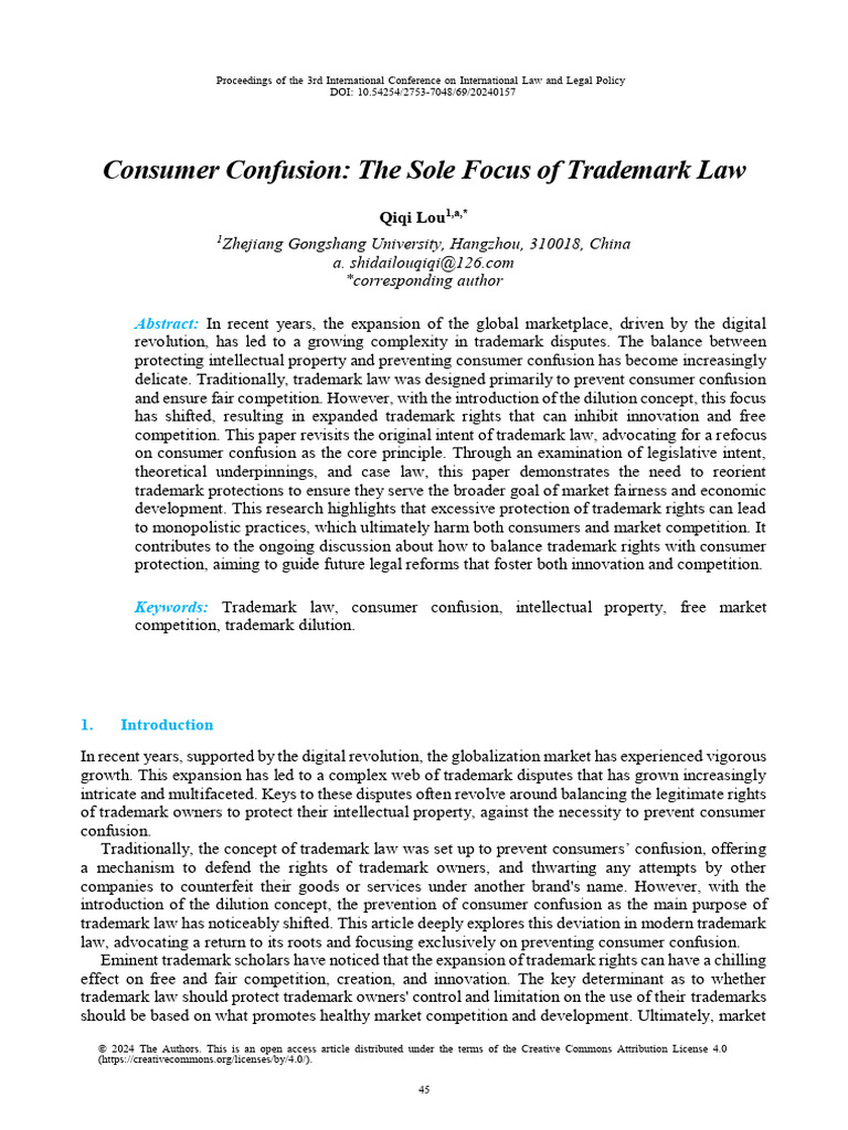 Consumer_Confusion_The_Sole_Focus_of_Trademark_Law | PDF | Trademark ...