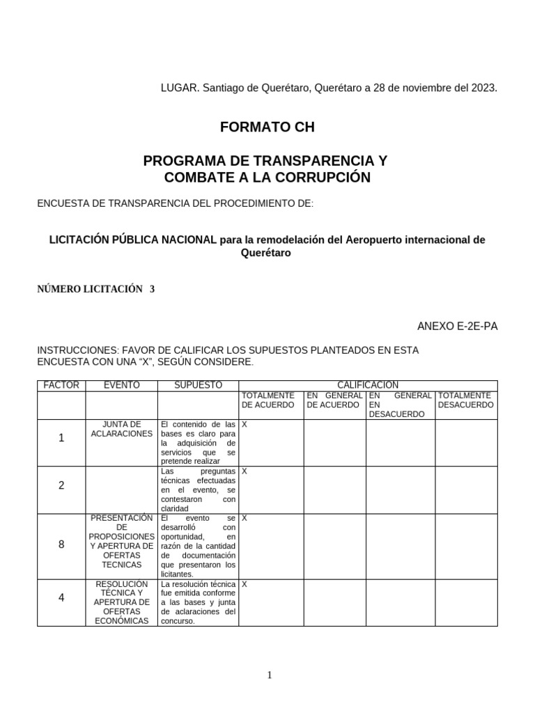 Encuesta de Transparencia Licitación Aeropuerto | PDF