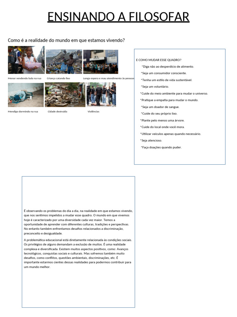 Ensinando A Filosofar | PDF | Desperdício | Realidade