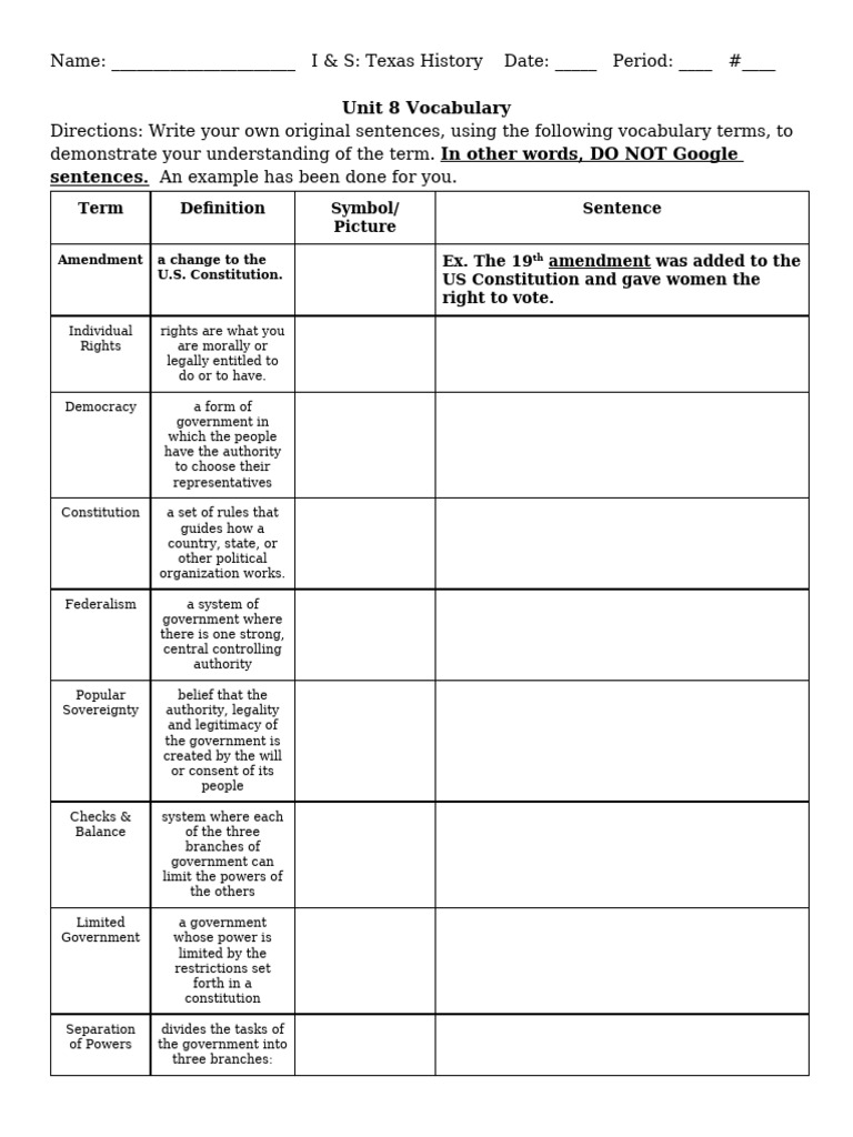 Unit 8 Vocabulary 2024 | PDF | Constitution | Constitutional Law