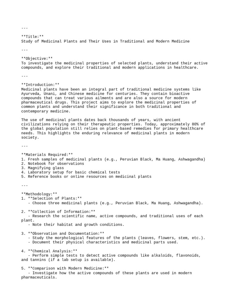 Medicinal_Plants_Project 2 | PDF | Medicinal Plants | Clinical Medicine