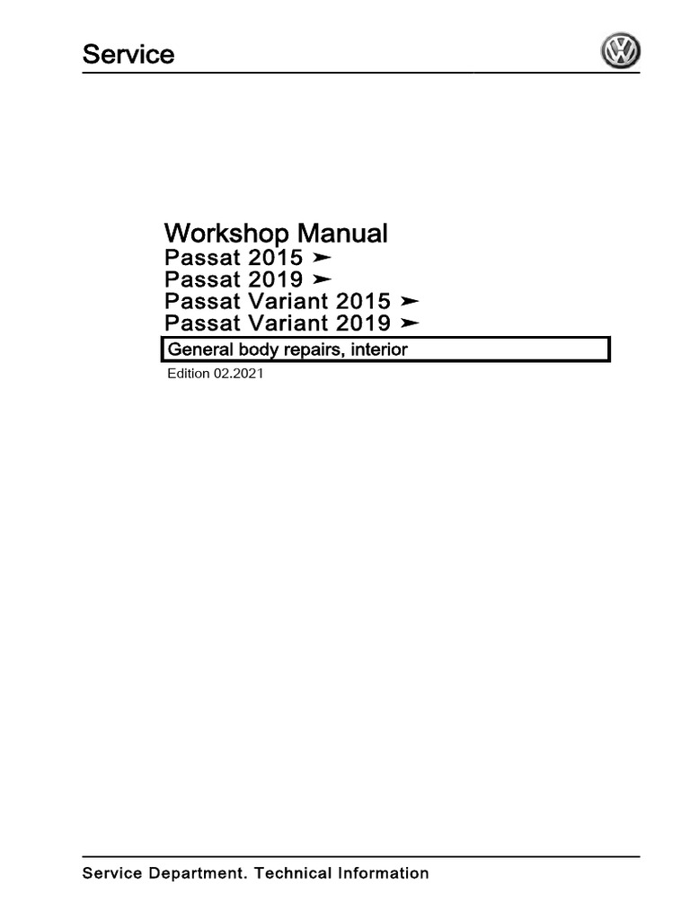 VW Passat b8 Body Repairs Interior 2021 Eng | PDF | Airbag | Seat Belt