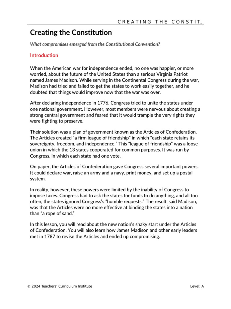Lesson 4061 Creating the Constitution20240802-24-3ysn7b | PDF ...