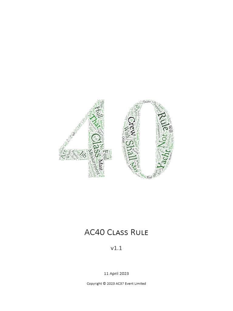 AC40 Class Rule v1.1 | PDF | Yacht | Sail