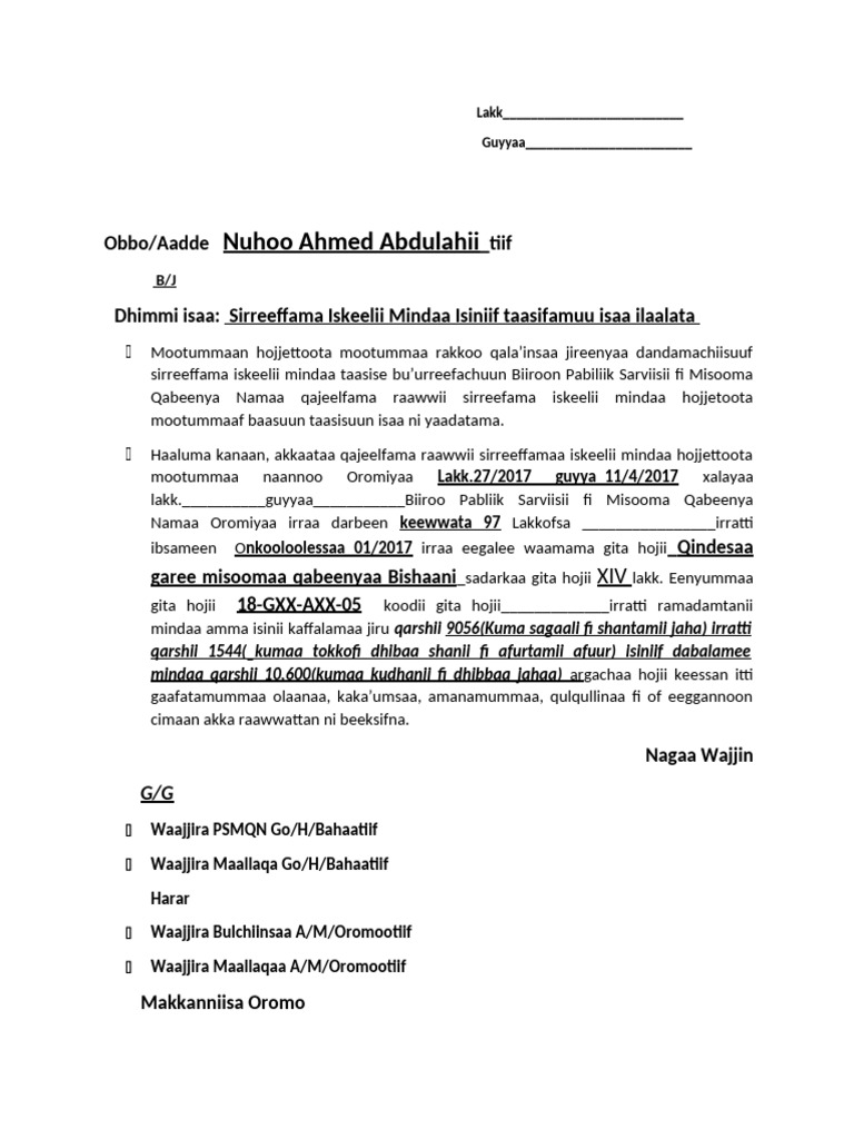 BISHAAN Xalayaa Sirreeffama Iskeelii Mindaa Haaraa | PDF