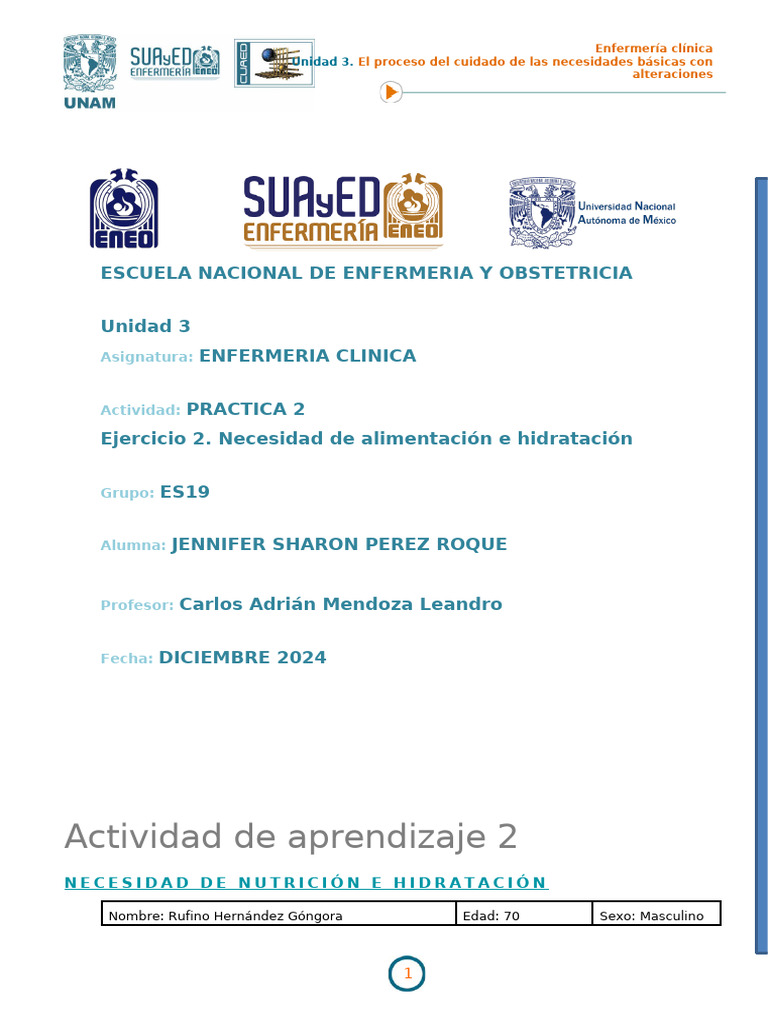 U3act3 - PEREZ EJERCICI 2 | PDF | Dieta | Estreñimiento